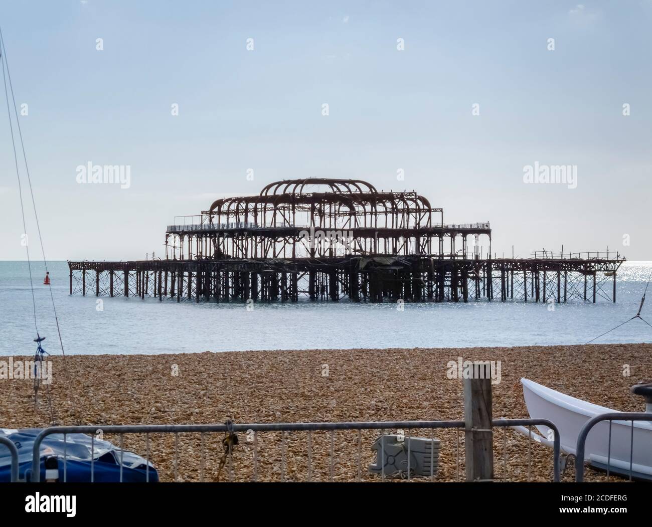 The ruins and structural skeleton of the derelict Brighton West Pier ...