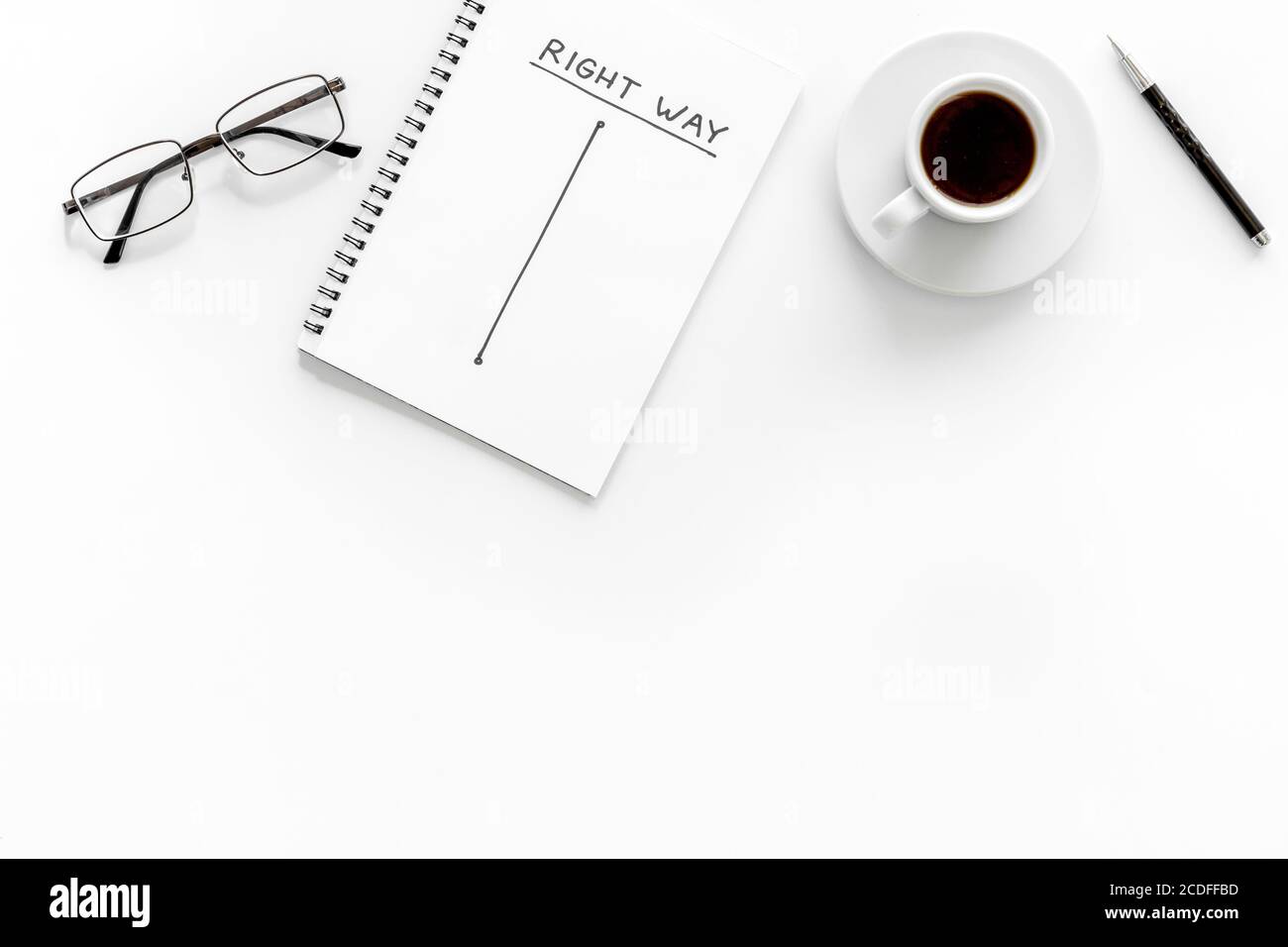 Right way illustration. Straight line in notebook copy space Stock ...