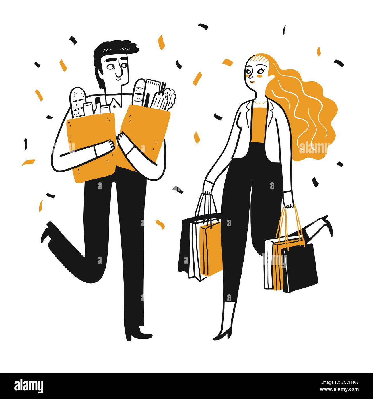 The drawing character of people are shopping, Vector illustration in ...