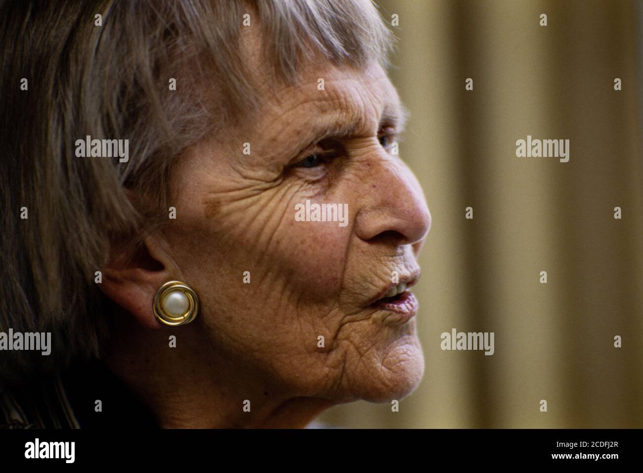 Interview portrait of Lady Helen Brook aged 85 at her home in north ...