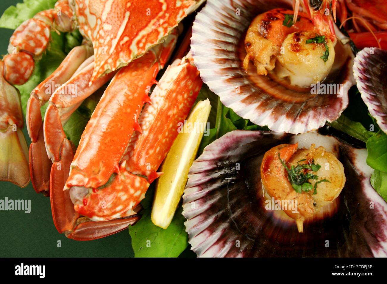 Crab And Scallops Stock Photo - Alamy