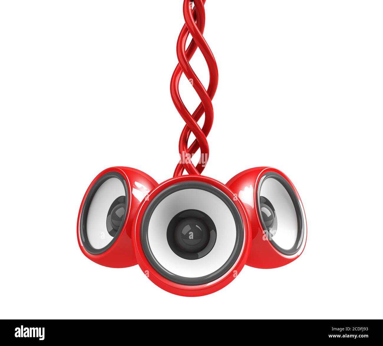 red hanging audio system isolated Stock Photo - Alamy
