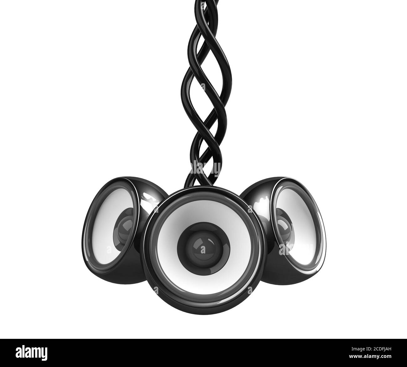 black hanging audio system isolated Stock Photo - Alamy