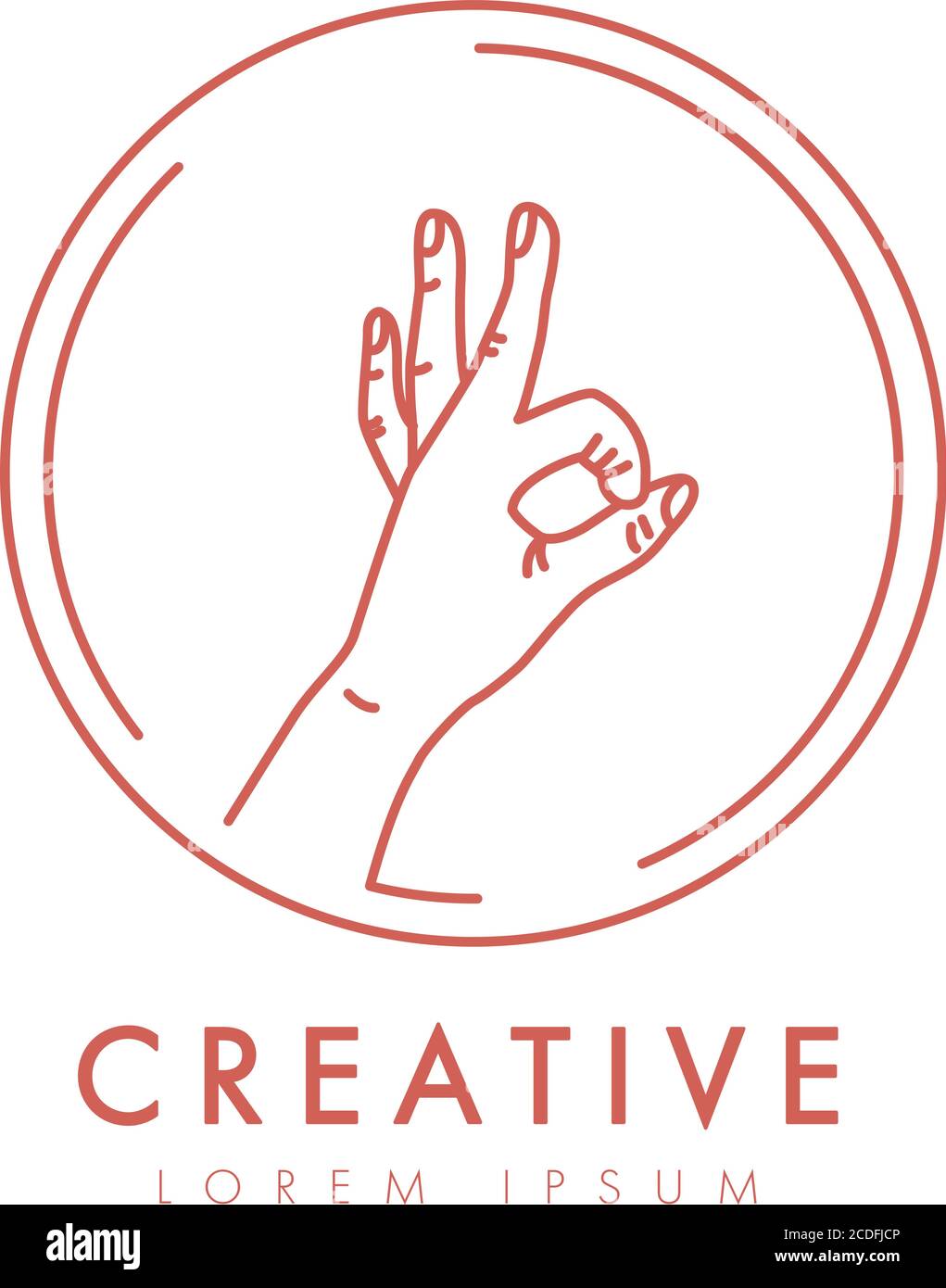 Minimal ok hand sing logo vector design template in trendy linear ...