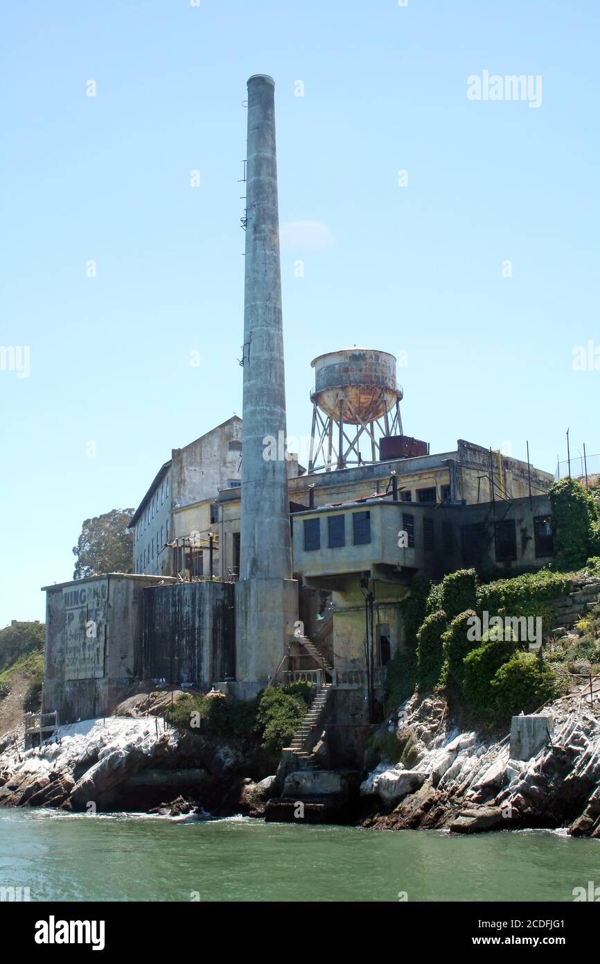 Ruins Of Alcatraz Smoke Stack And Power House Stock Photo - Alamy