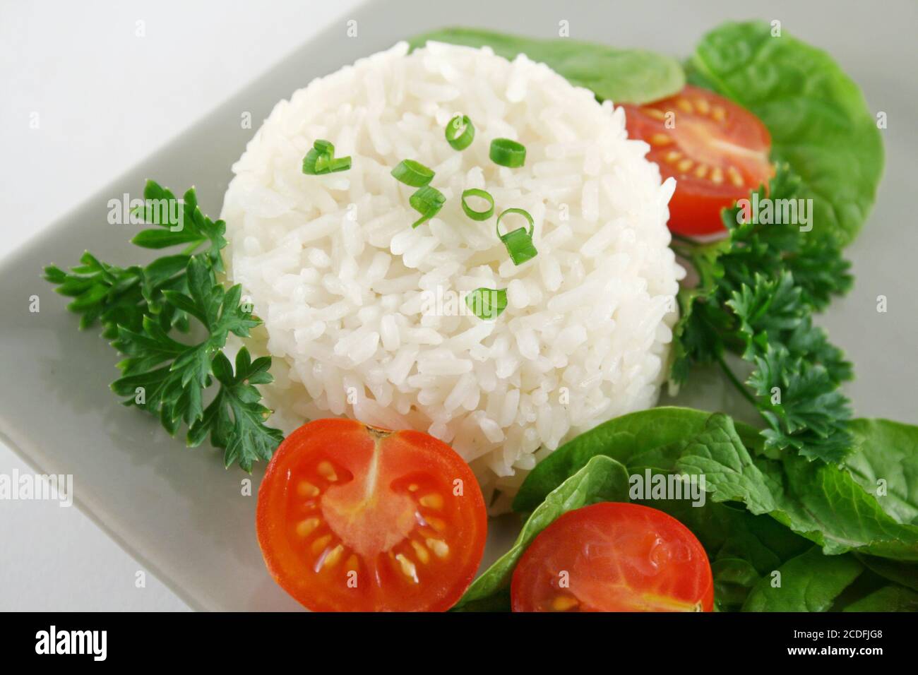 Rice Stack And Salad Stock Photo - Alamy