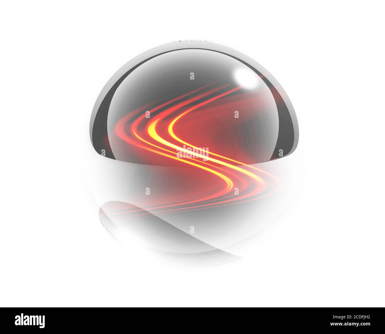 fiery waves in the white glass sphere Stock Photo - Alamy