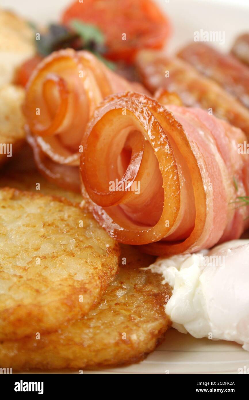 Rolled Bacon Rashers Breakfast Stock Photo - Alamy