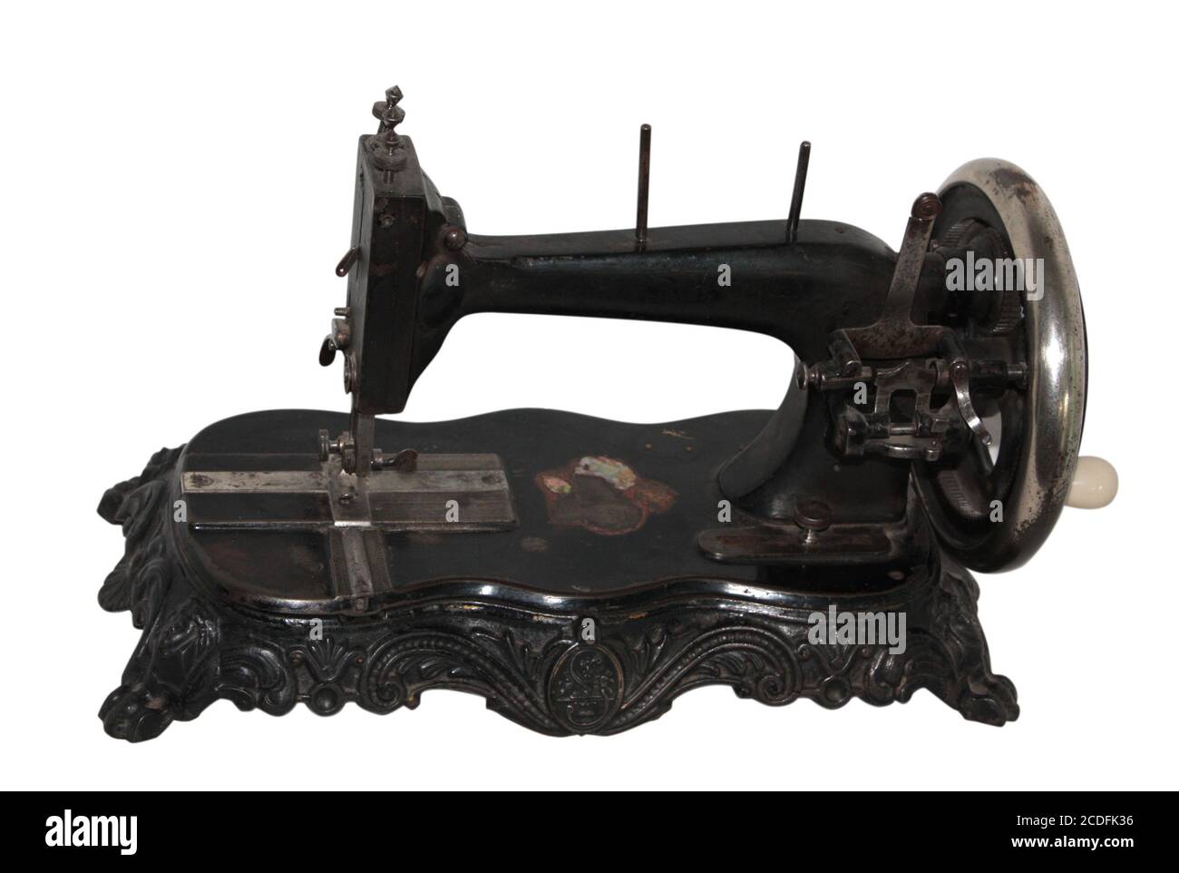 vintage sewing machine isolated on white with clipping path Stock Photo ...