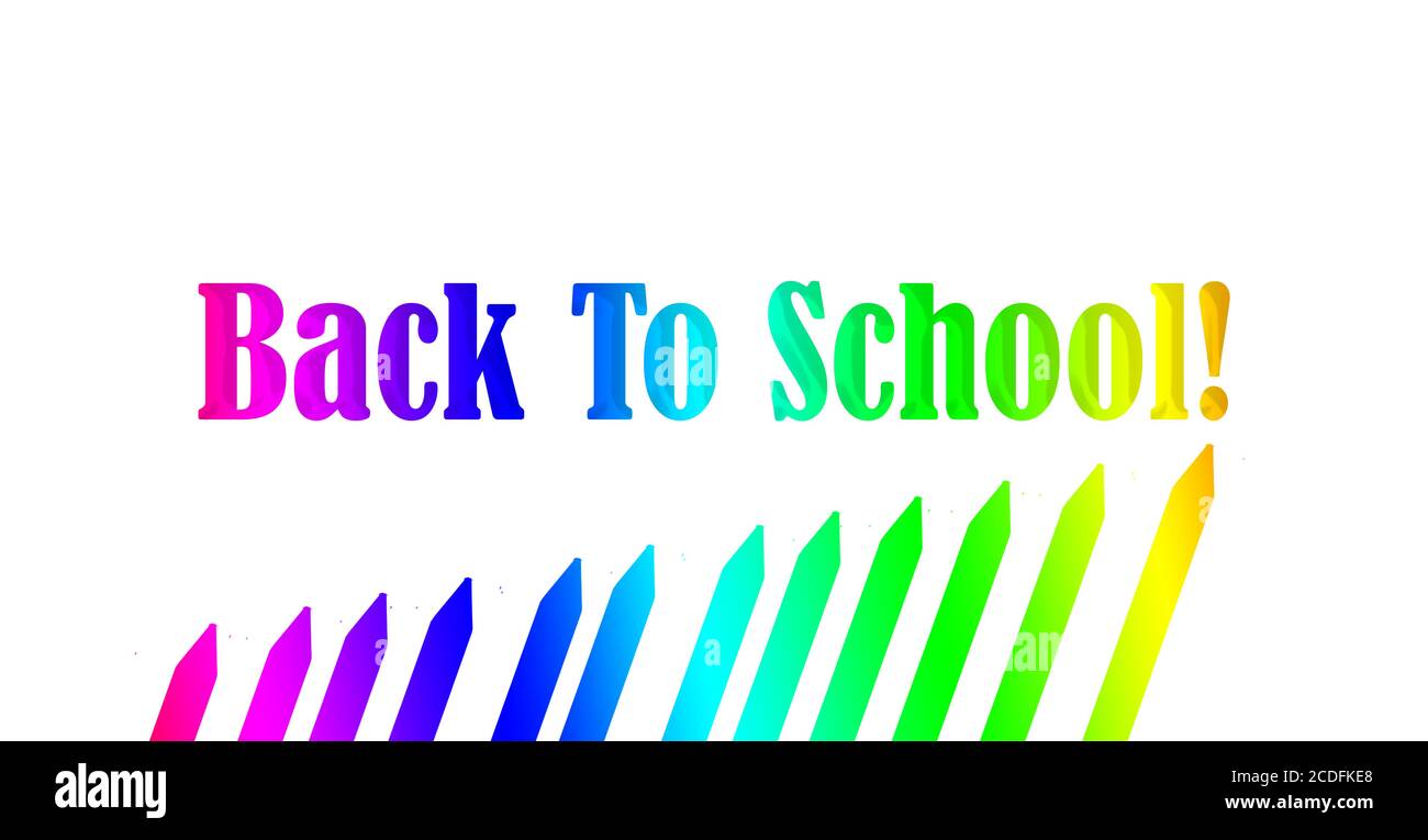 back to school text and colorful letters with colorful pencils ...