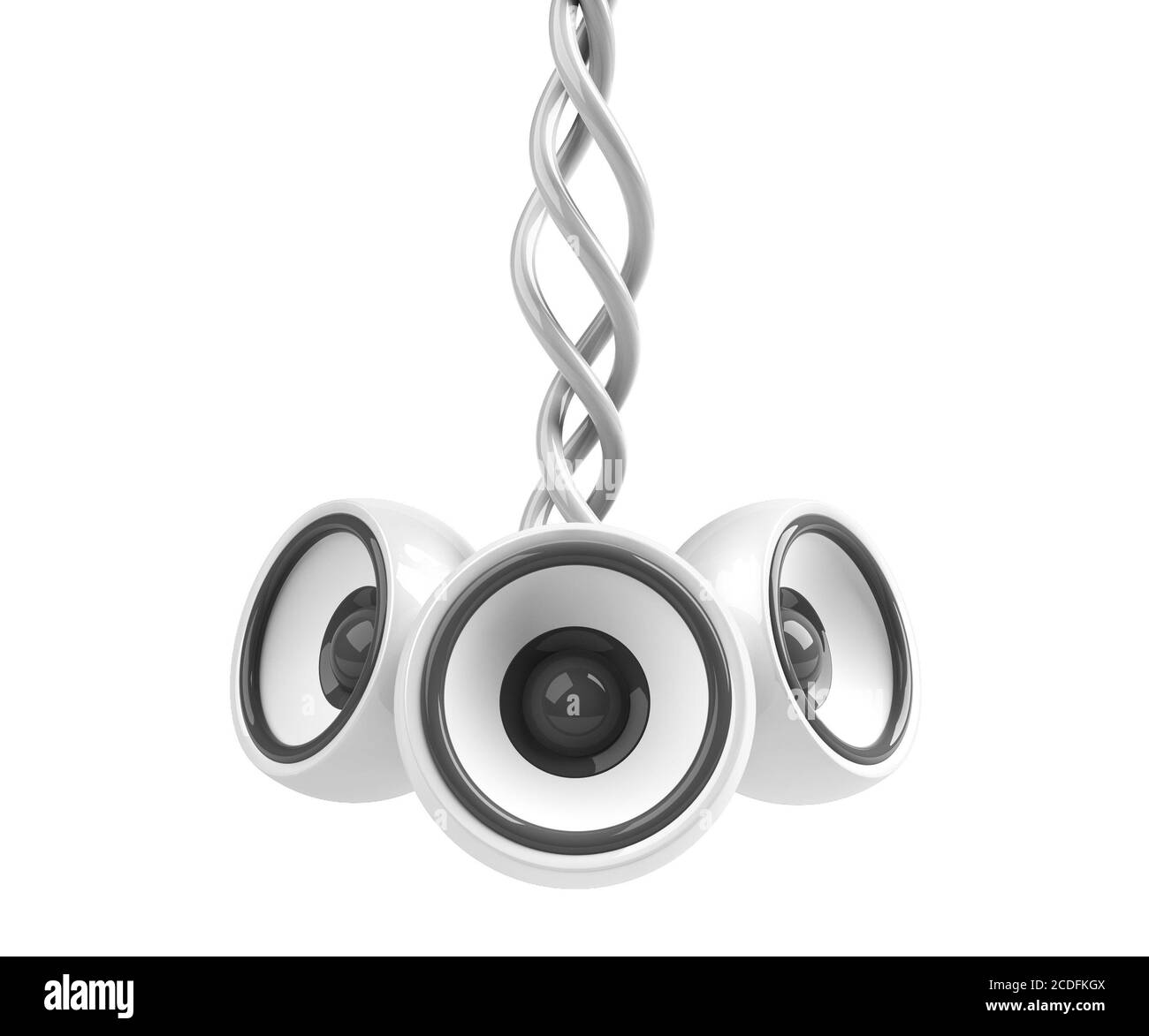 white hanging audio system isolated Stock Photo - Alamy