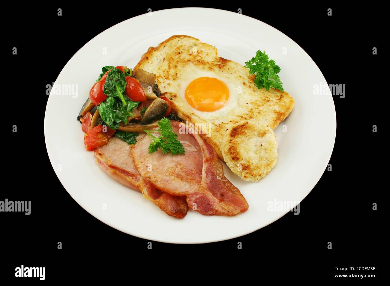 Egg Embedded In Toast Stock Photo - Alamy
