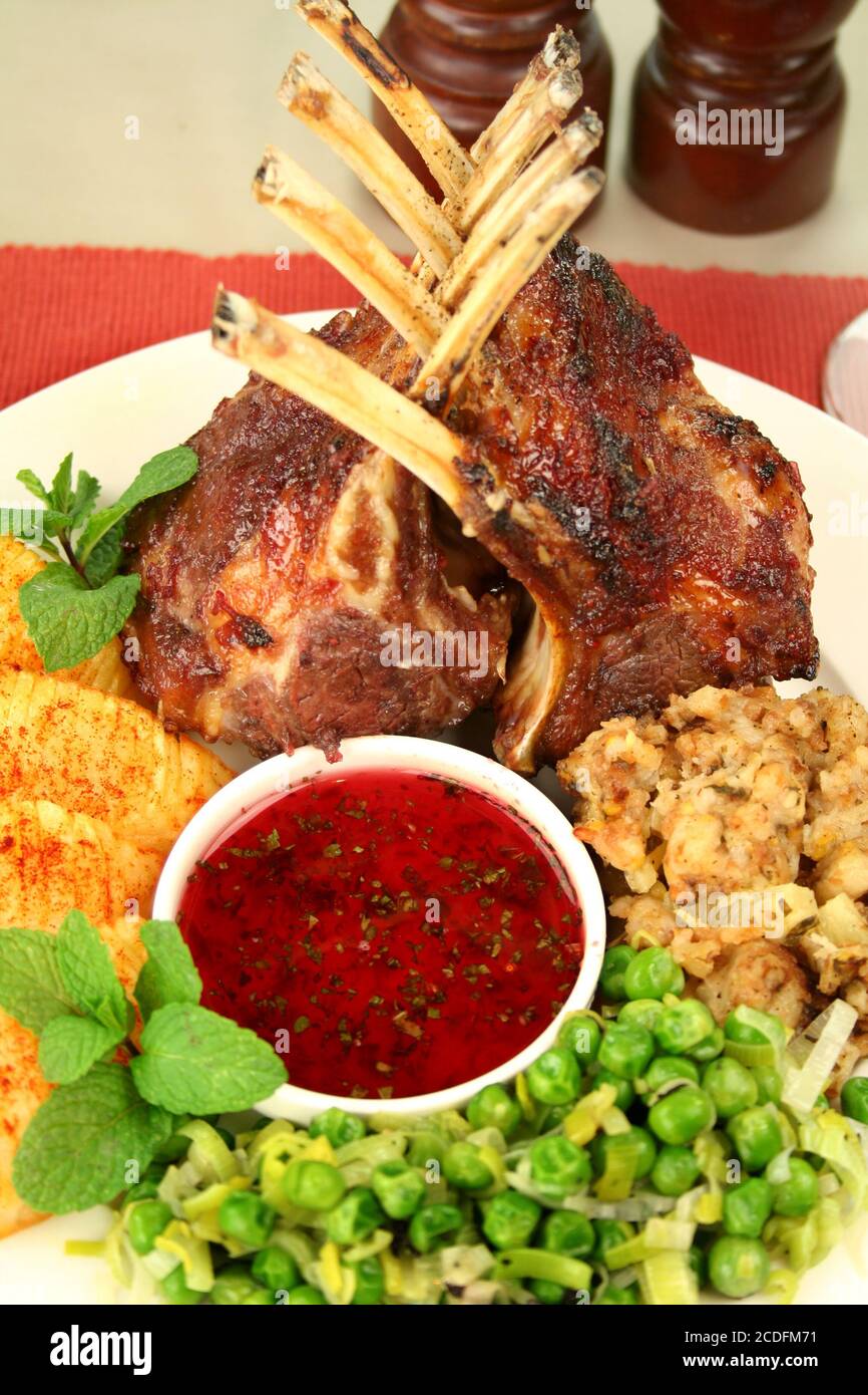 Roasted Lamb Rack Stock Photo - Alamy