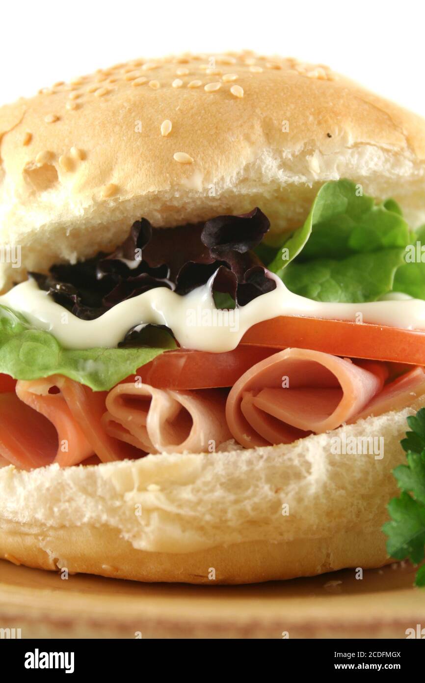 Ham And Salad Roll Stock Photo - Alamy