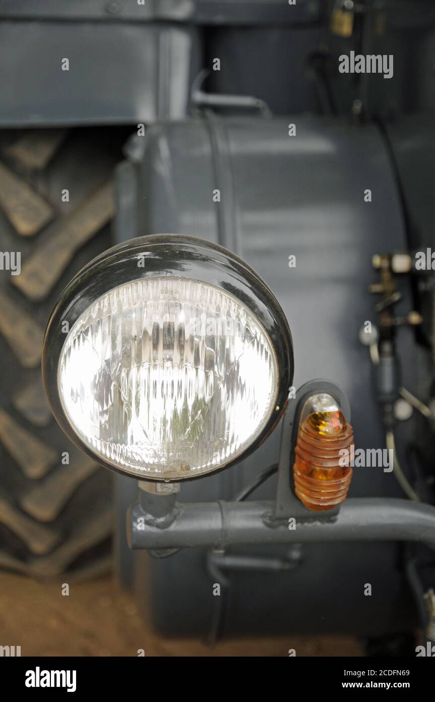 Headlights on old tractor Stock Photo - Alamy