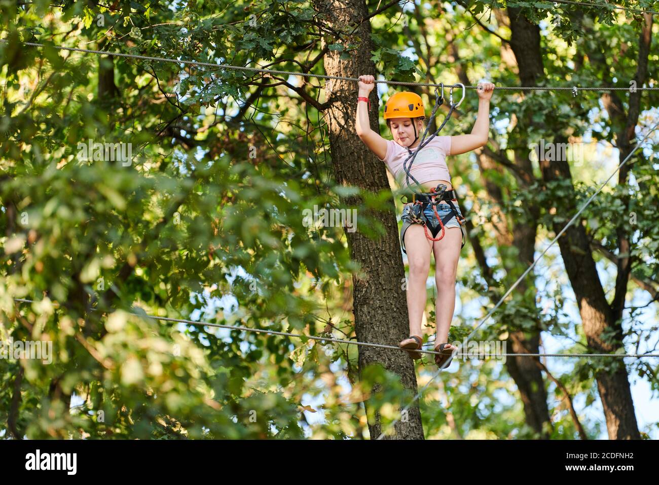 Children tree walking ropes hi-res stock photography and images - Alamy