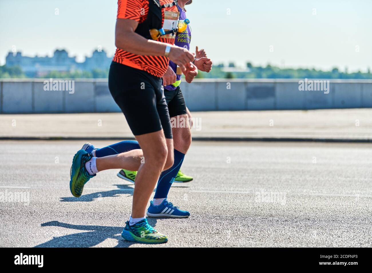Voronezh, Russia - 24.08.2019 - Marathon runners on city road. Running ...