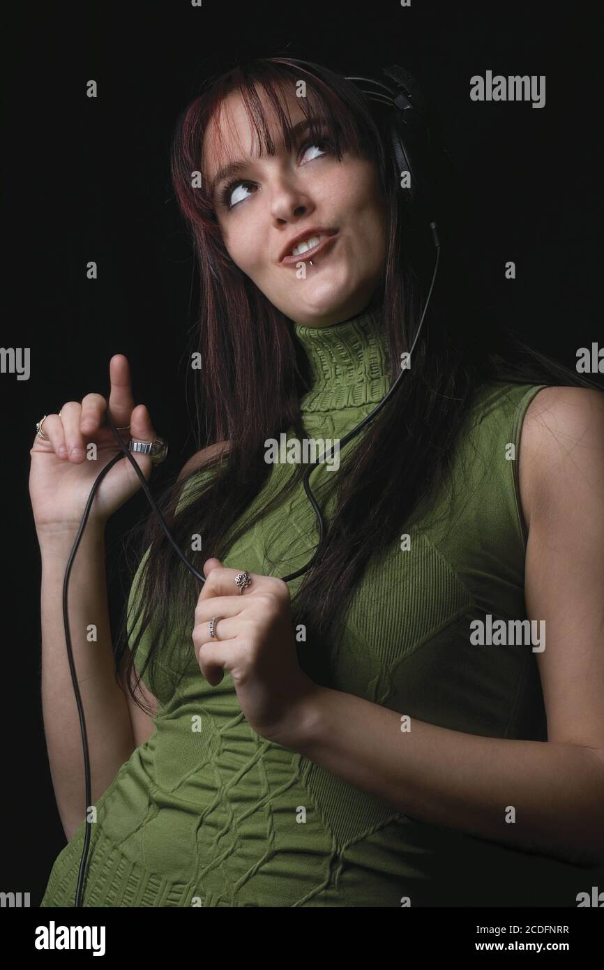 Fashion model - music Stock Photo - Alamy