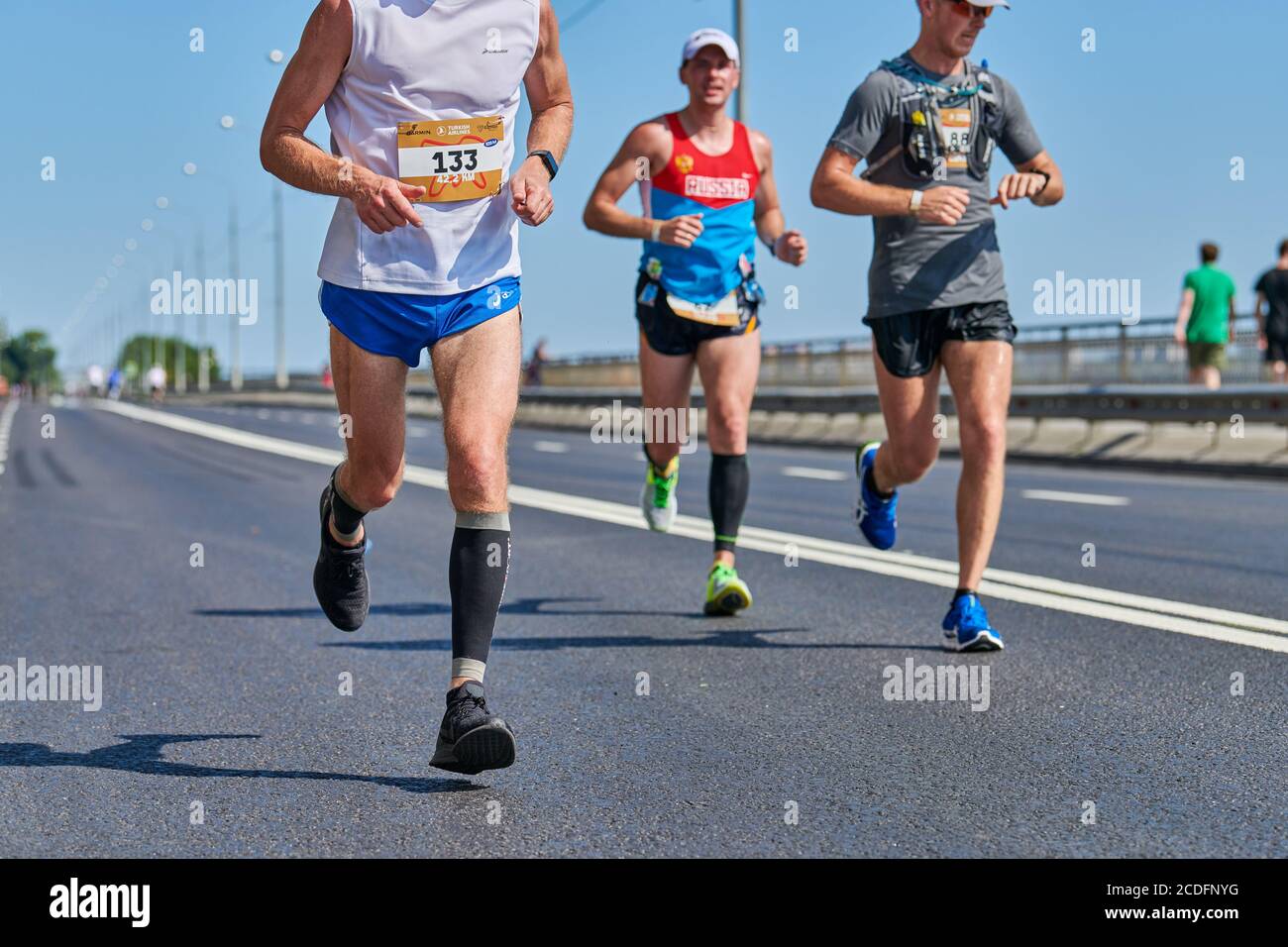 Voronezh, Russia - 24.08.2019 - Marathon runners on city road. Running ...