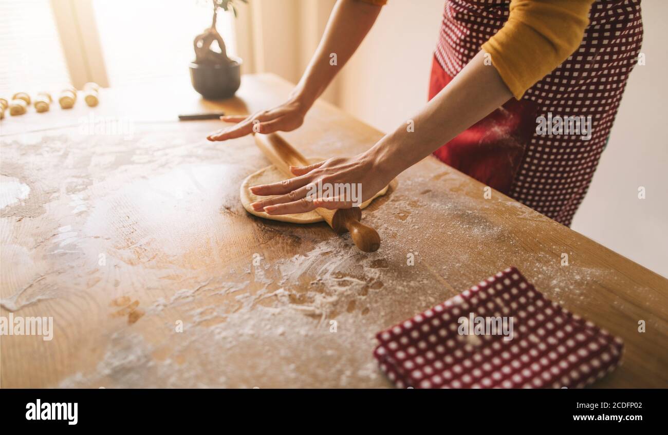 Close up of hands kneading bread dough for baking Stock Photo - Alamy