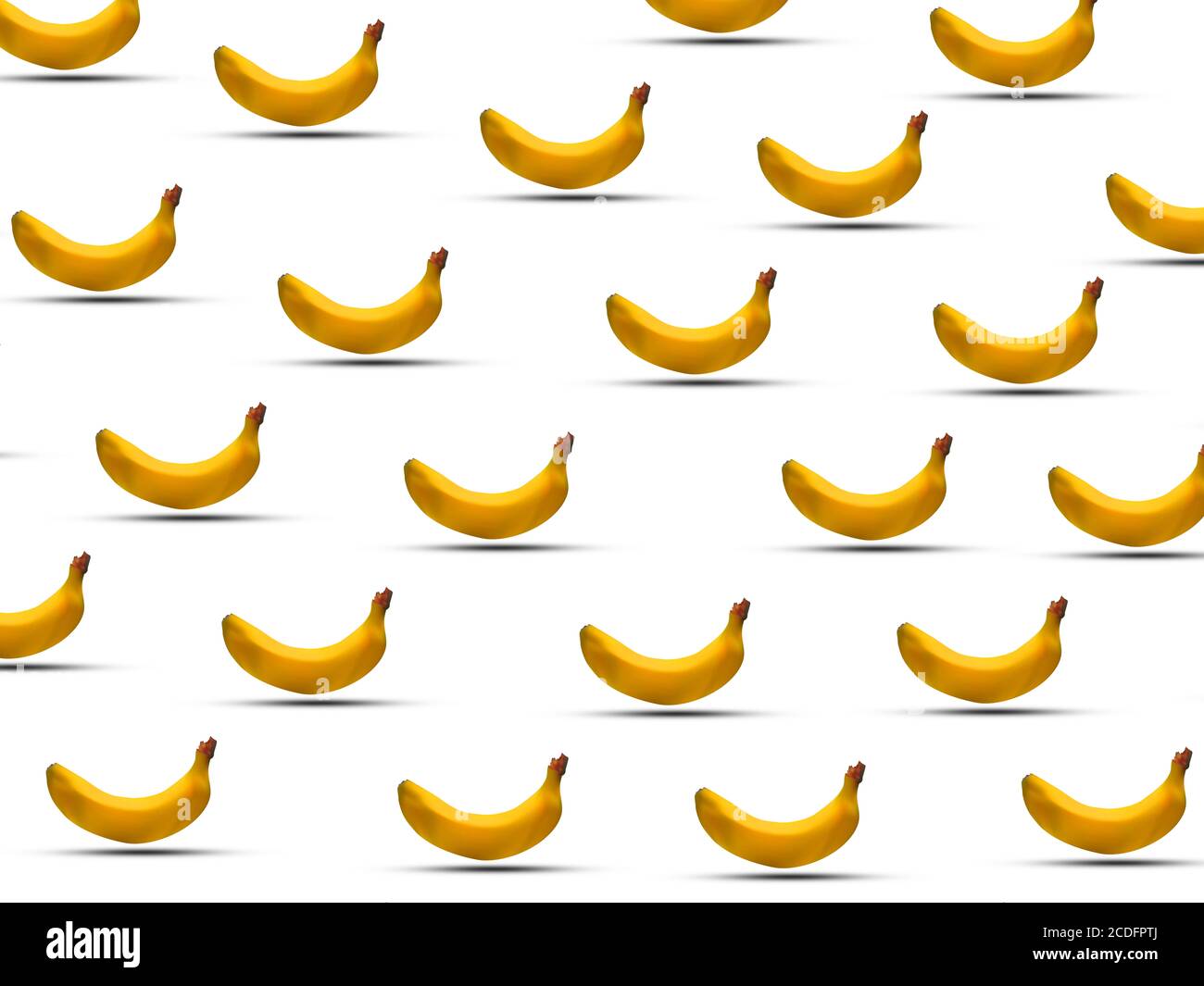 organized bananas texture on white background, group of bananas 3D ...