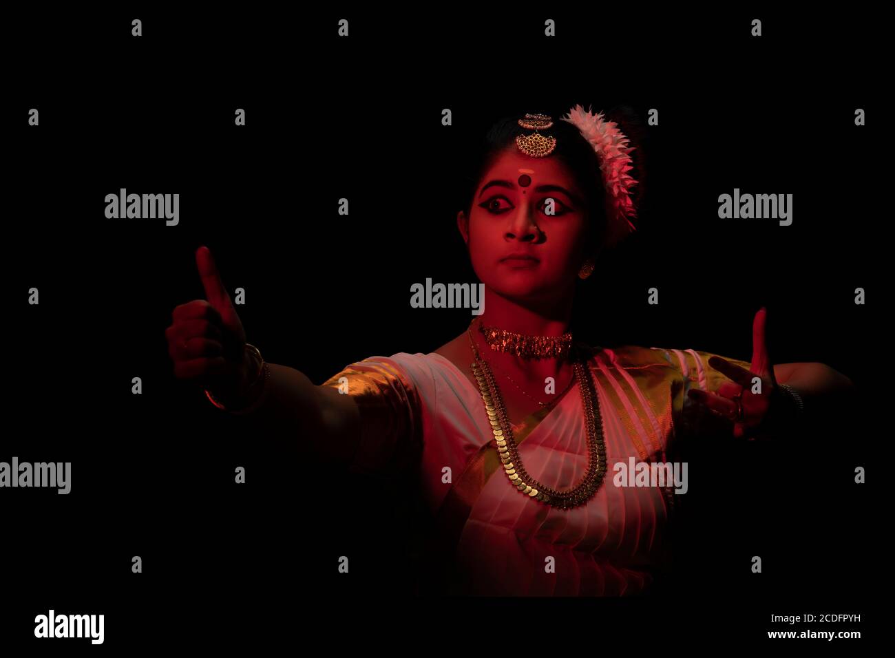 Mohiniattam dancer performing veer rasa Stock Photo - Alamy