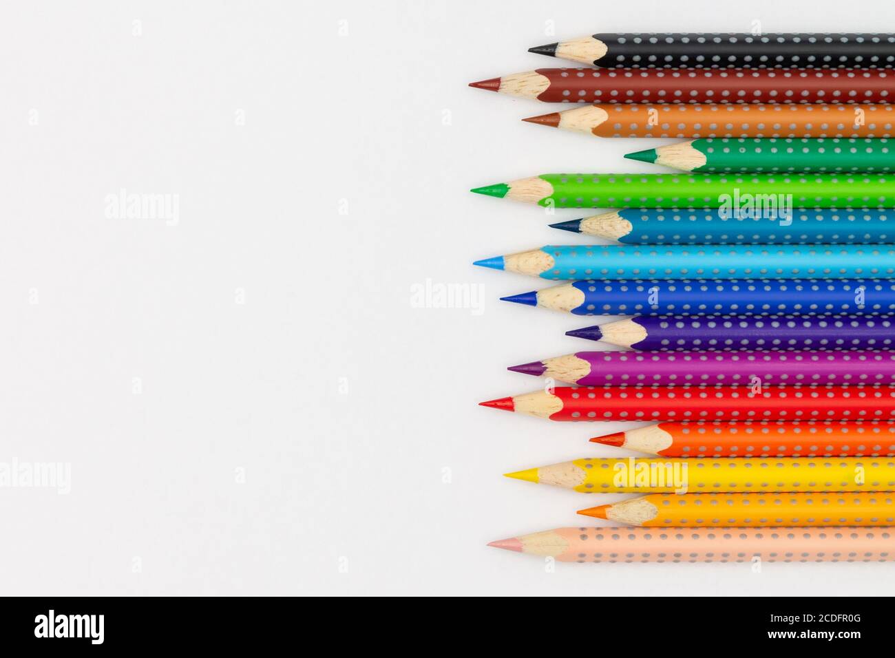 Color pencils on a light background with copy space. Top view Stock ...