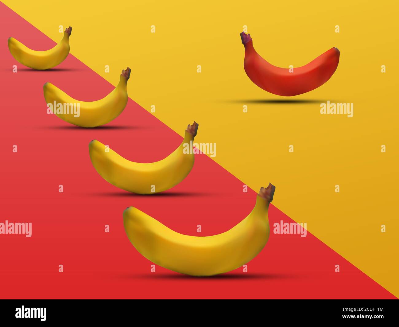 creative illustration bananas difference : one special banana follow ...