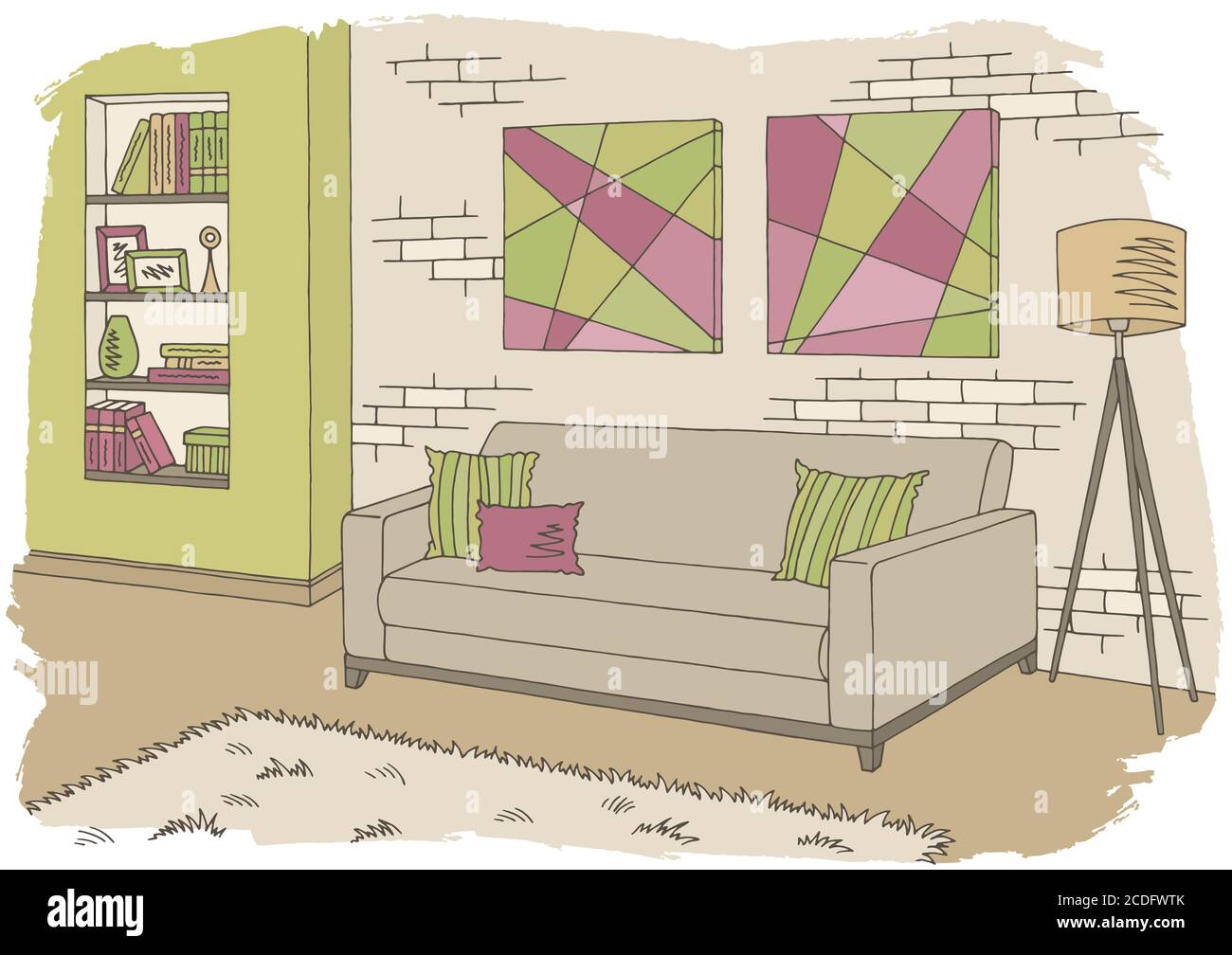 Empty green living room Cut Out Stock Images & Pictures - Alamy