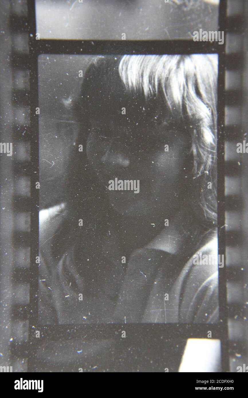 Fine 1970s vintage black and white photography of a closeup head shot of a girl Stock Photo - Alamy