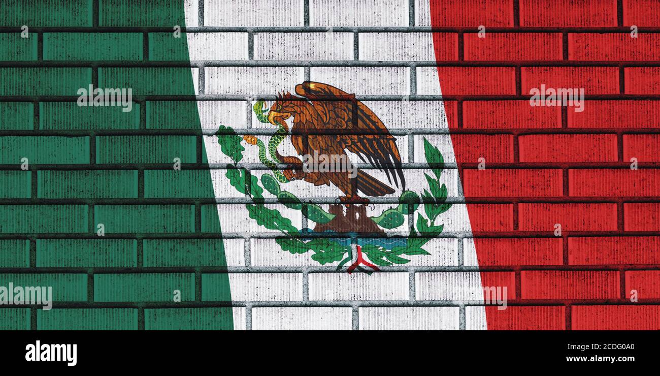 Mexico flag on the wall. Brick wall. Background texture Stock Photo - Alamy