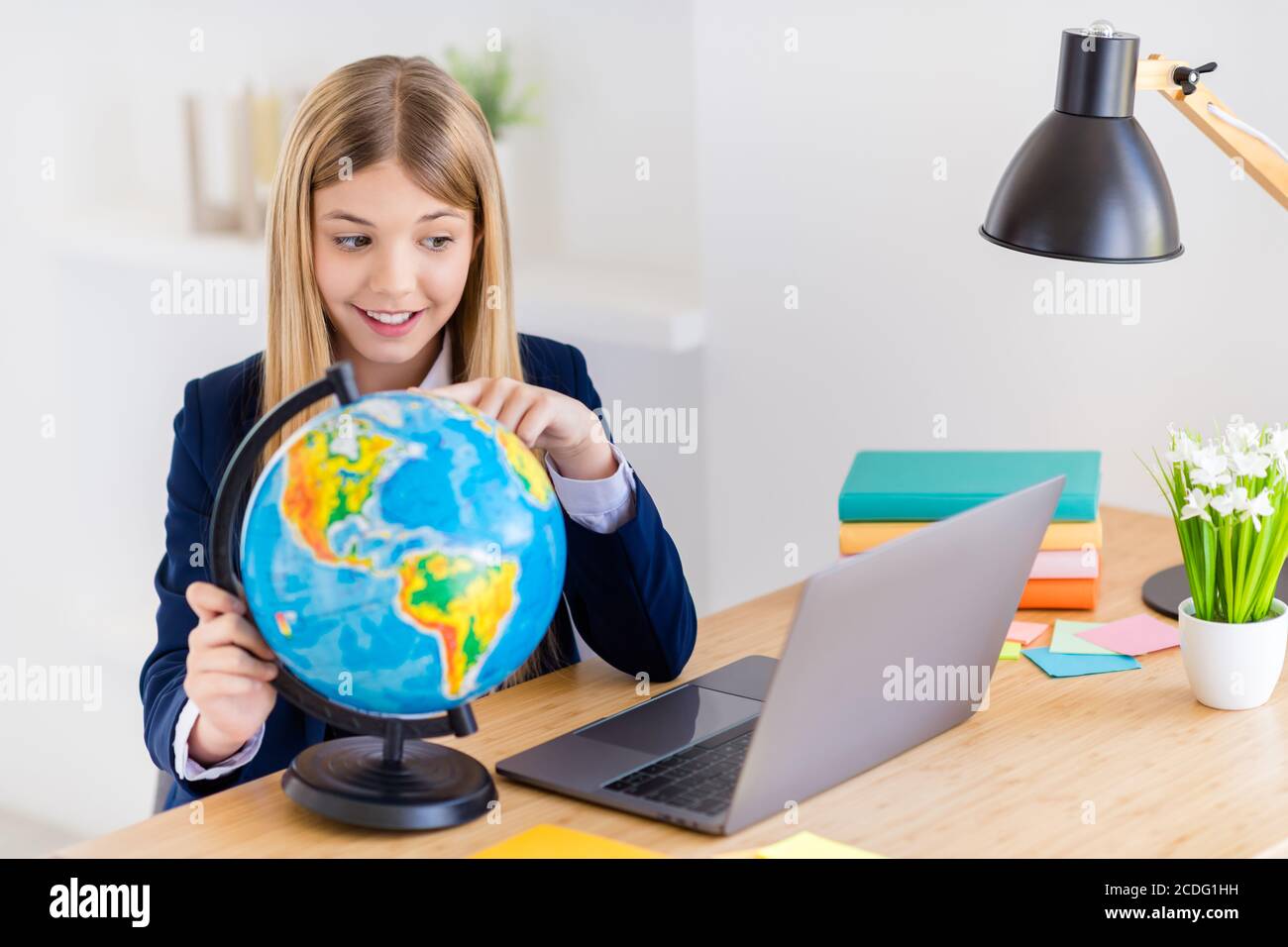 Portrait of her she nice attractive intellectual brainy cheerful small ...