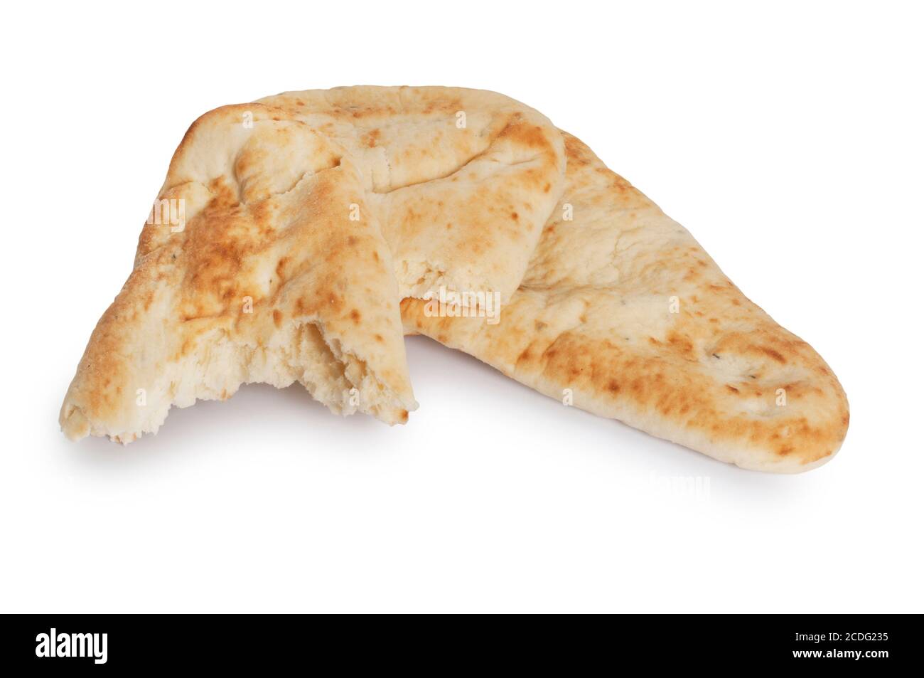 Studio shot of Indian naan bread cut out against a white background ...