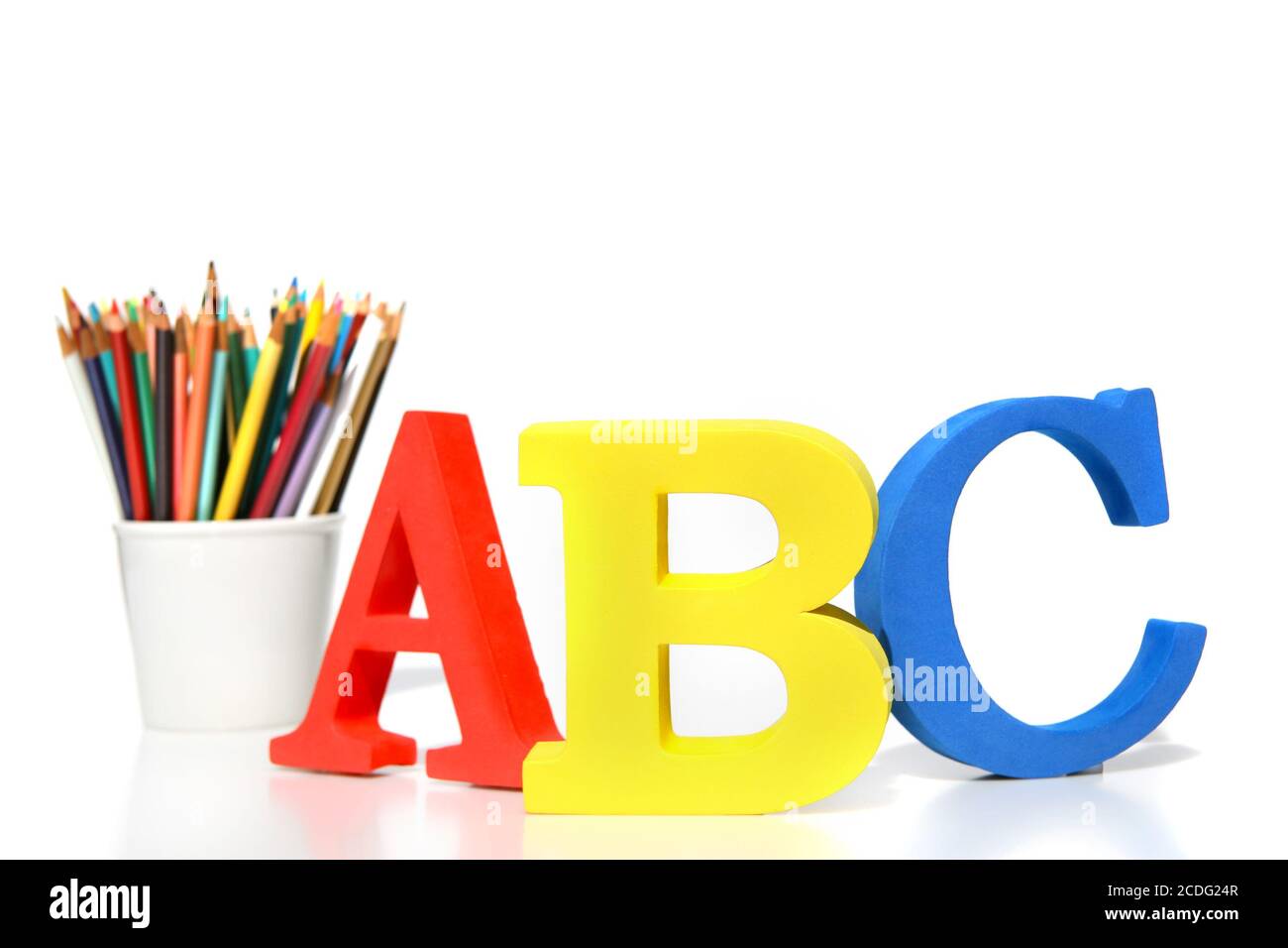 ABC letters with pencils on white Stock Photo - Alamy
