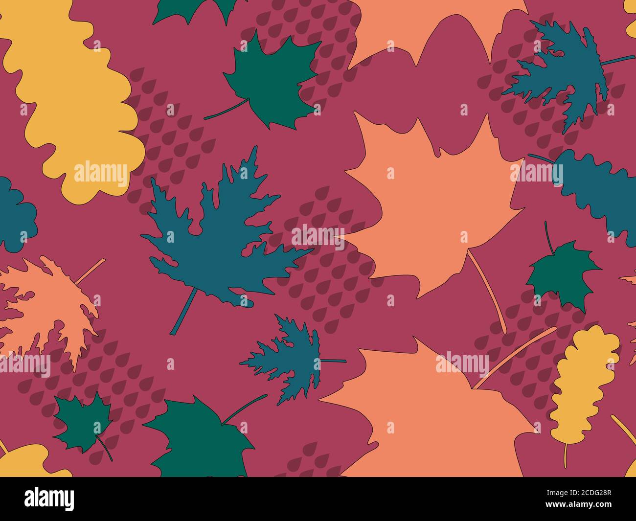 Autumn leaves seamless pattern. Falling leaves, leaf fall. Oak and ...