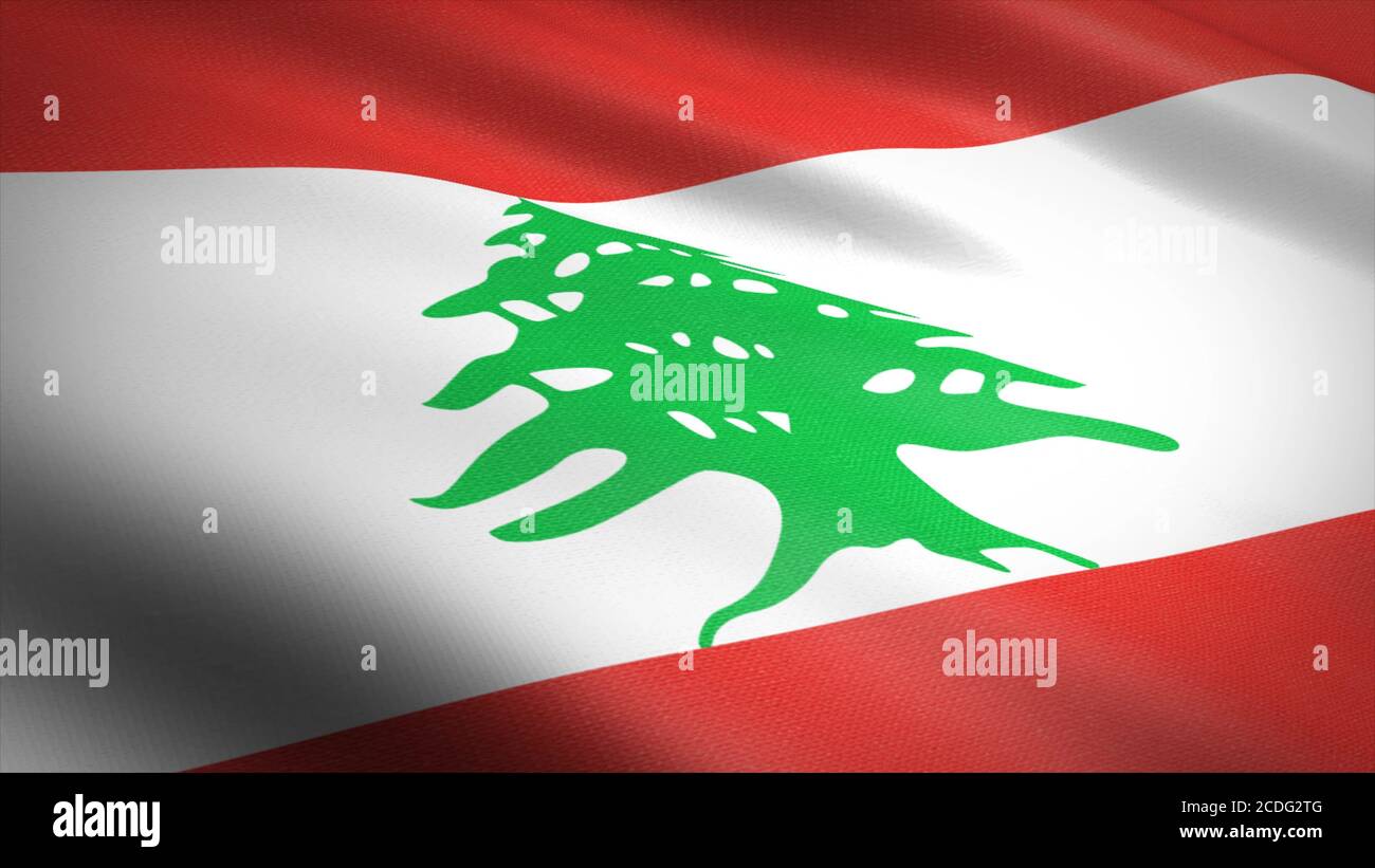 Flag of Lebanon. Realistic waving flag 3D render illustration with ...