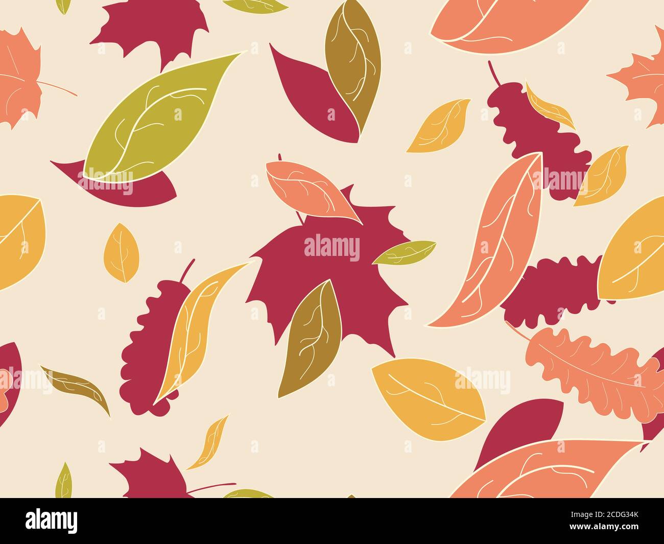 Autumn leaves seamless pattern. Falling leaves, leaf fall. Oak and ...
