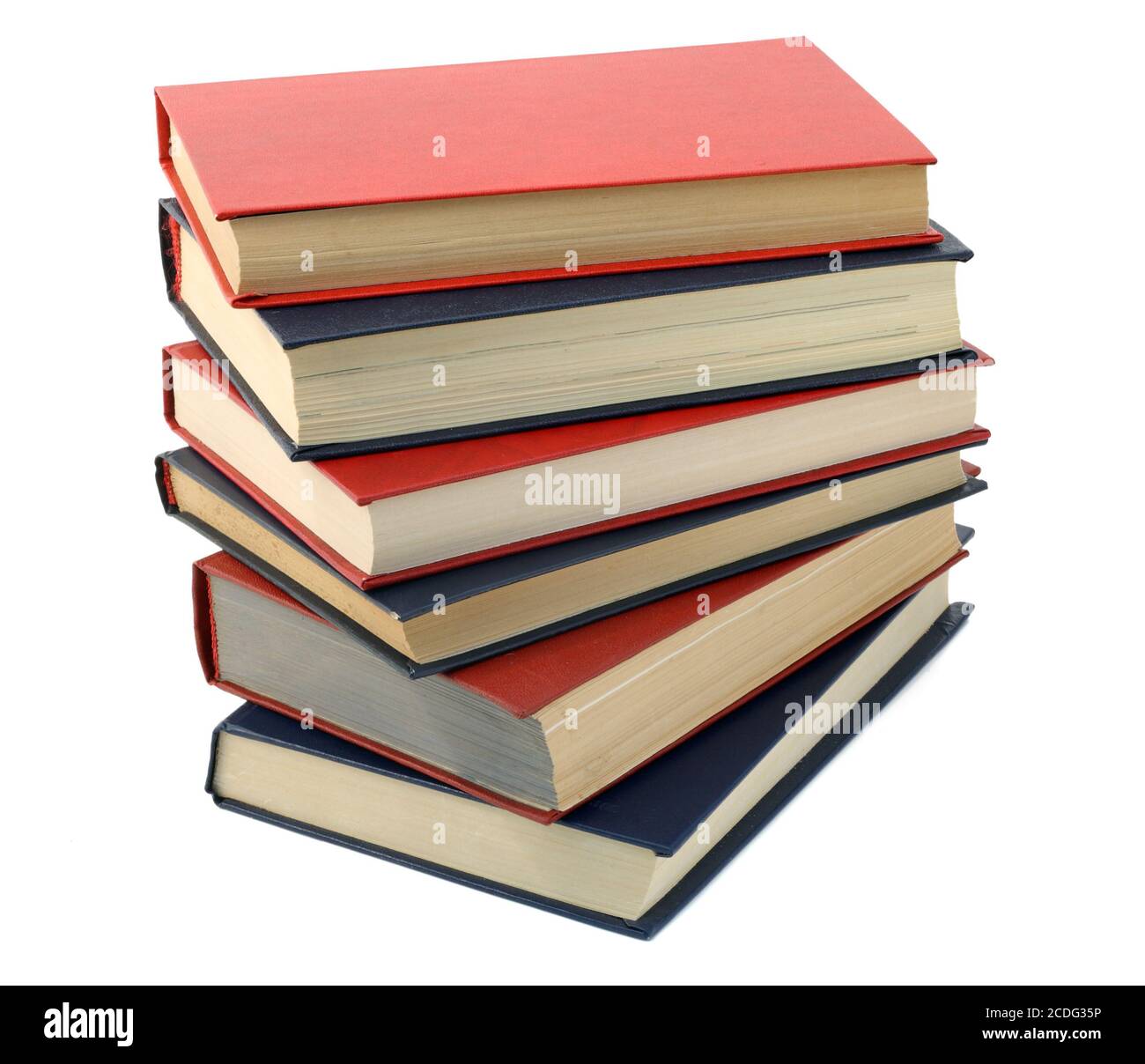 Three blue and three red books Stock Photo - Alamy