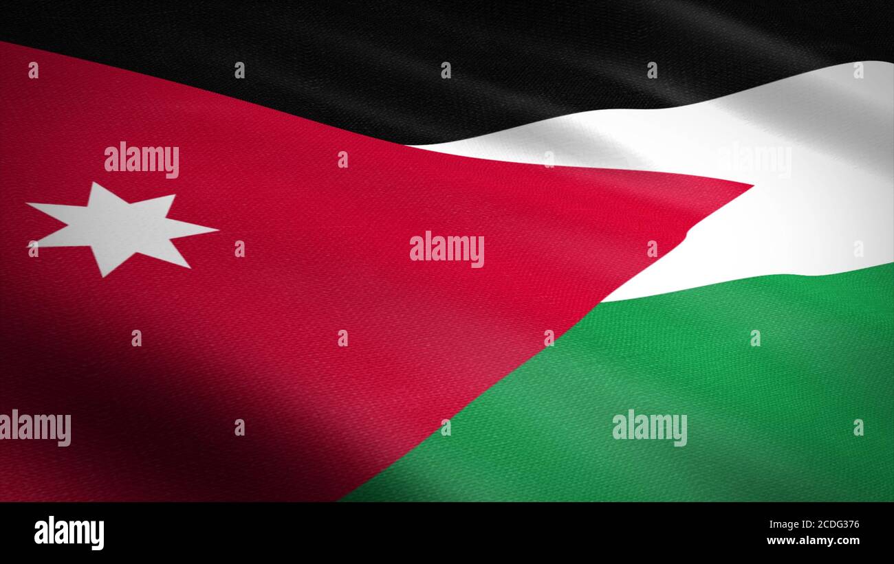 Flag of Jordan. Realistic waving flag 3D render illustration with ...