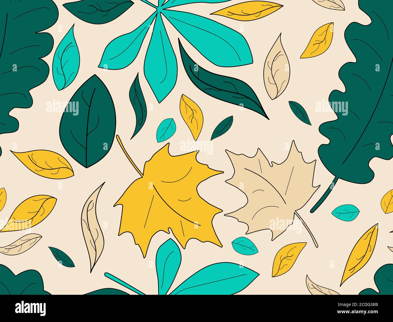 Autumn leaves seamless pattern. Falling leaves, leaf fall. Oak and ...