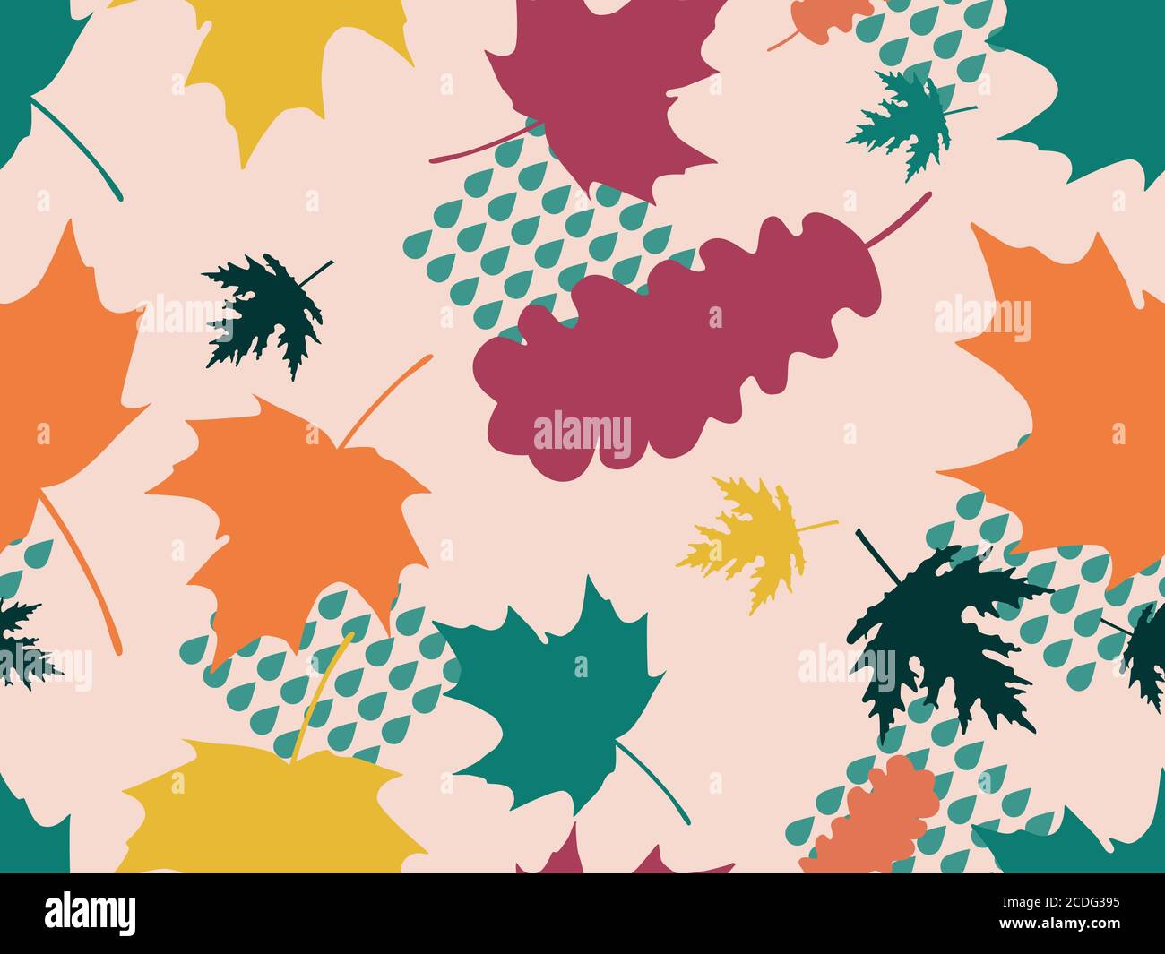 Autumn leaves seamless pattern. Falling leaves, leaf fall. Oak and ...