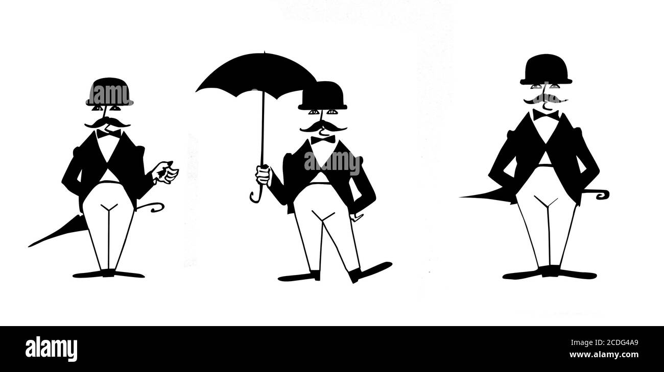 drawing of the gentleman on white background Stock Photo - Alamy