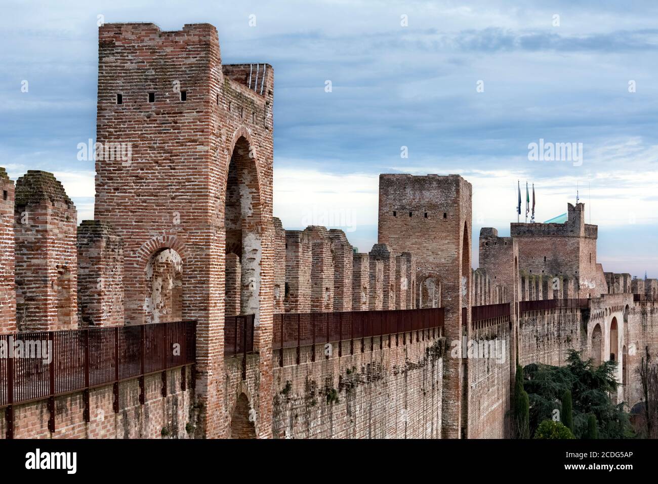 Medieval towers and walls of the town of Cittadella. Padova province ...