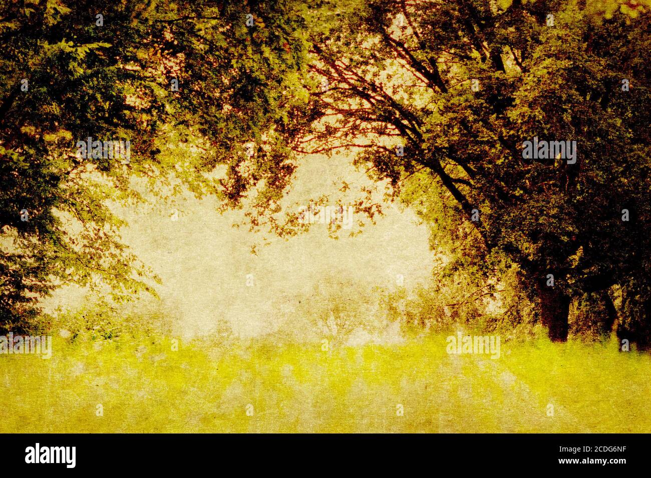landscape-collage on old paper Stock Photo - Alamy