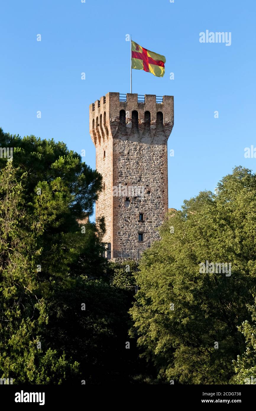 Este: the Carrarese castle and the wooded park. Padova province, Veneto ...