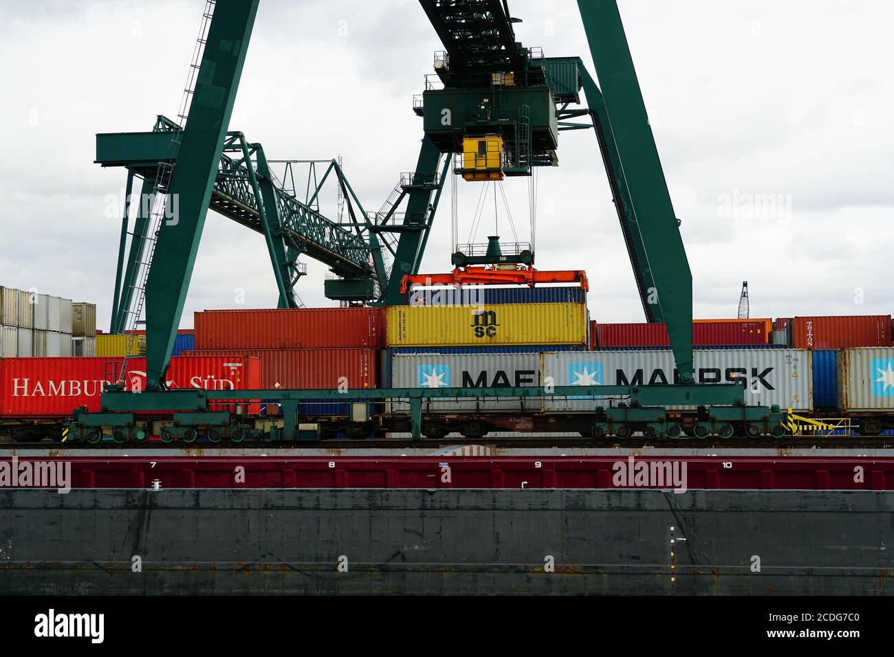Cargo container lifted hi-res stock photography and images - Alamy