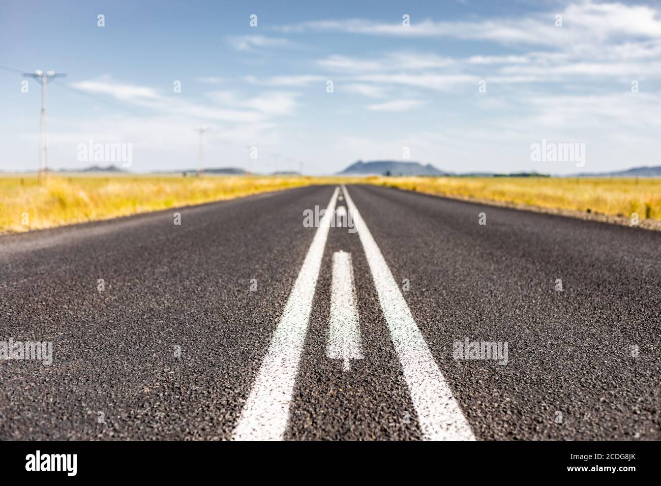 View of an empty country highway road in South African Farmland region ...