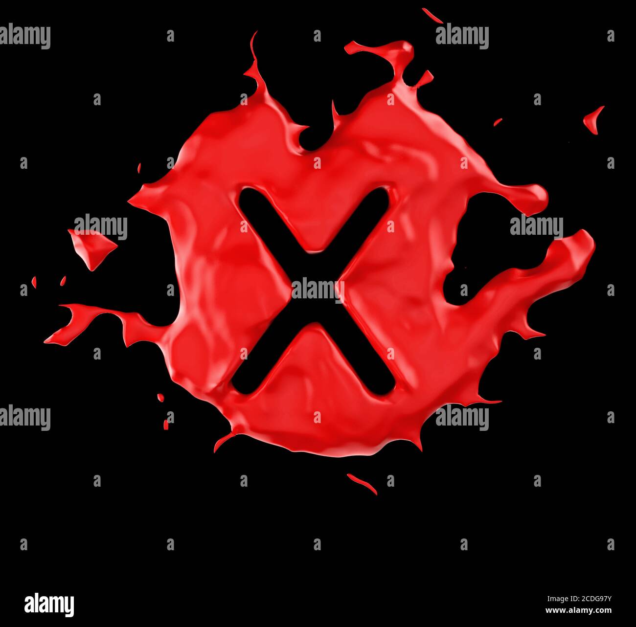 Red blob X letter over black background Stock Photo - Alamy