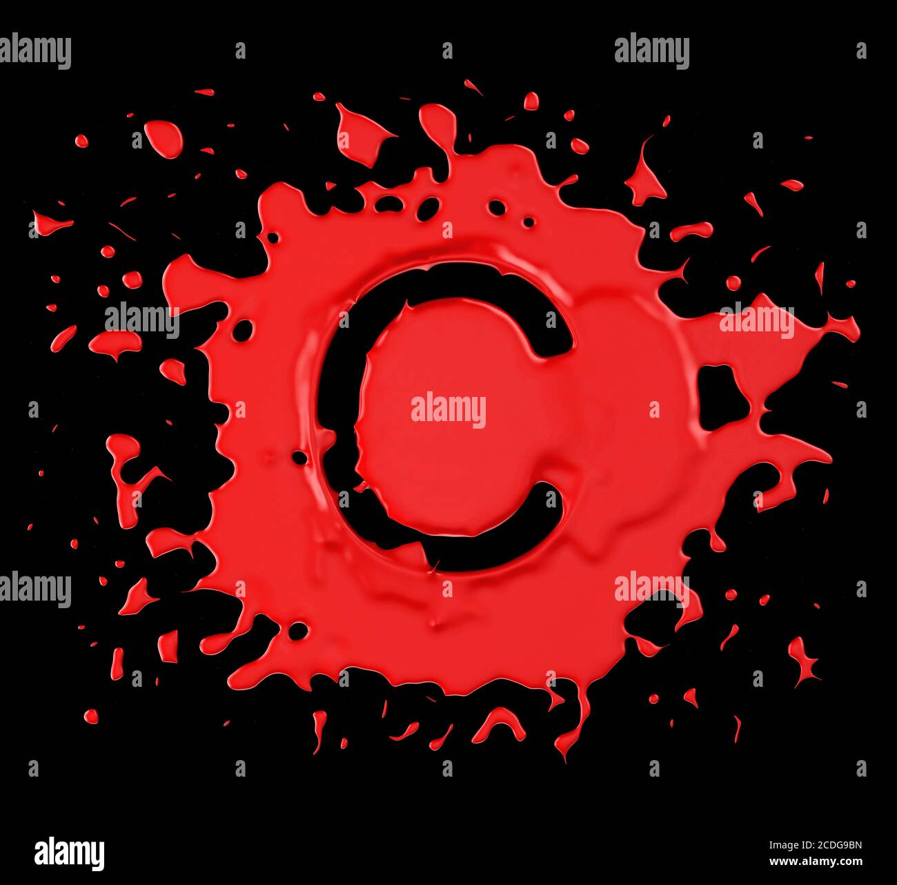 Red blot C letter over black background Stock Photo - Alamy