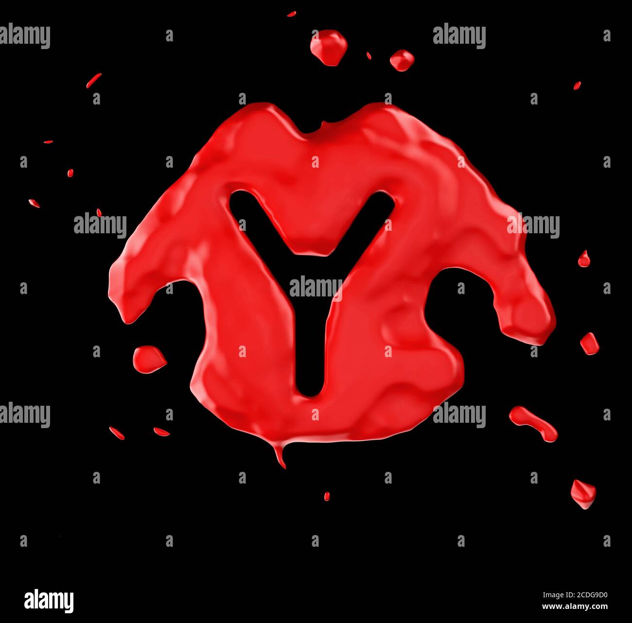 Red blob Y letter over black background Stock Photo - Alamy